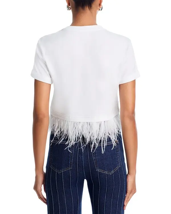 Cinq À Sept Short Sleeve Cropped Top - White