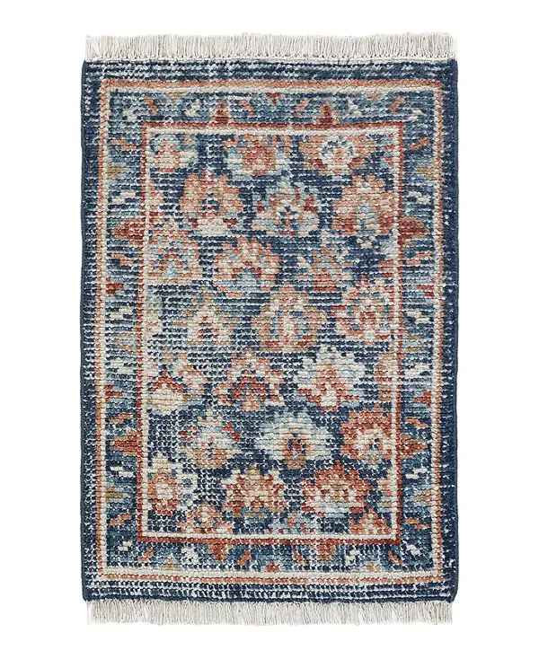 OBEETEE Palace Floral Area Rug,2'0x3'0 - Navy