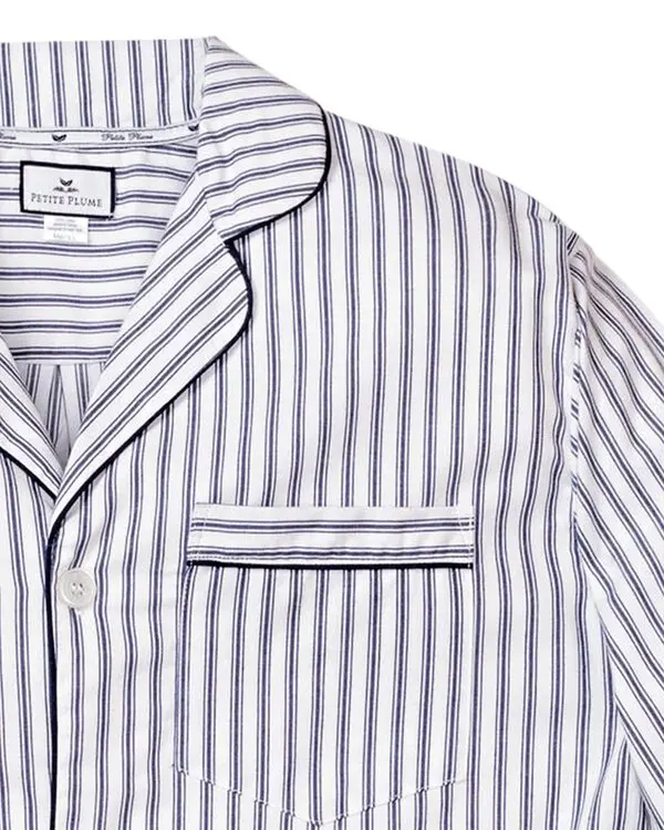 PETITE PLUME Navy French Ticking Pajama Set