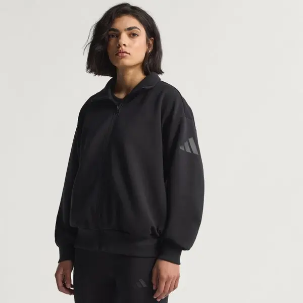 Adidas Soft Lux Loose Full-zip Top - Black