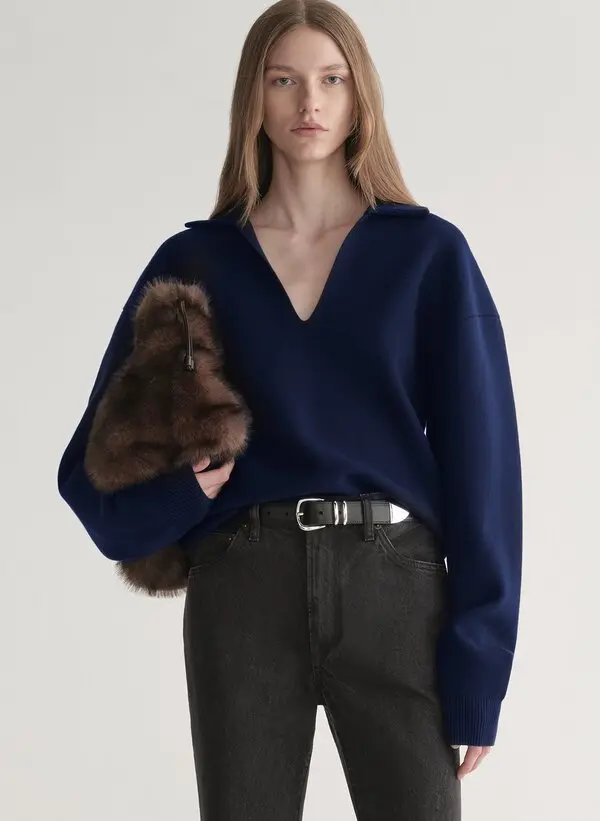 A.L.C. Timmy Polo Sweater - Navy