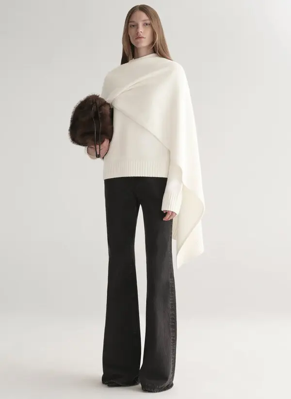 A.L.C. Davin Draped Wool Sweater - Ivory