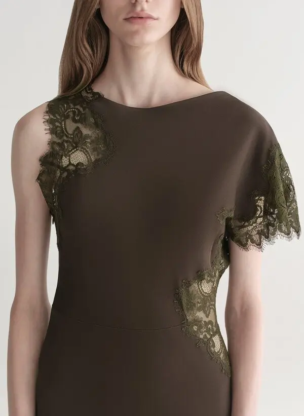 A.L.C. Alessia Lace And Textured Satin Maxi Dress - Military
