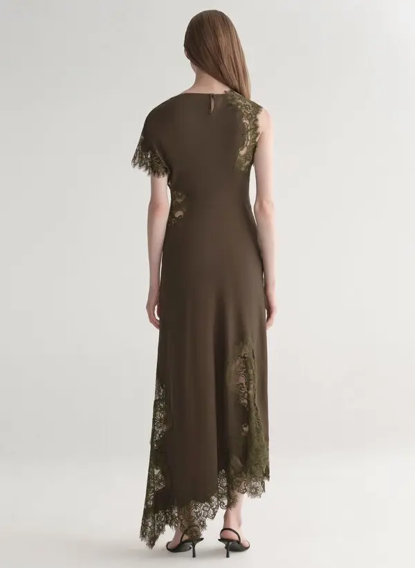 A.L.C. Alessia Lace And Textured Satin Maxi Dress - Military