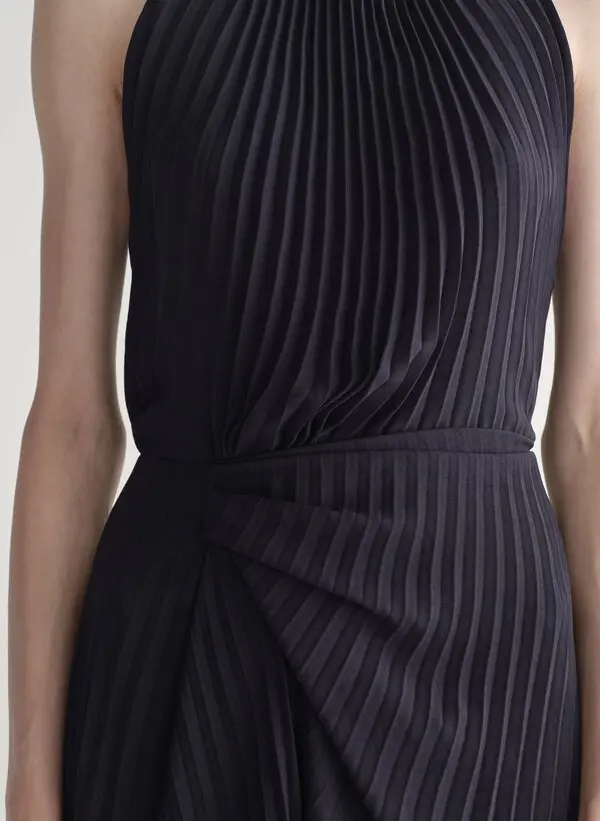 A.L.C. Simona Pleated Midi Dress - Deep Navy | Editorialist