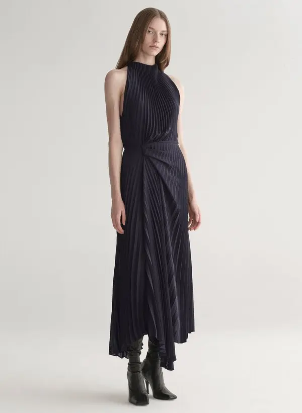 A.L.C. Simona Pleated Midi Dress - Deep Navy