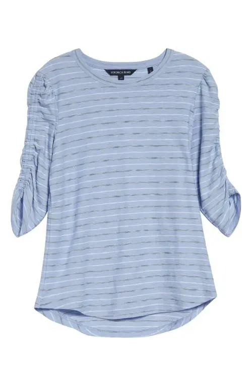 Veronica Beard Waldorf Puff Sleeve T-shirt - Ice Blue Multi