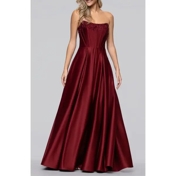 BLONDIE NITES Satin Corset Strapless Gown