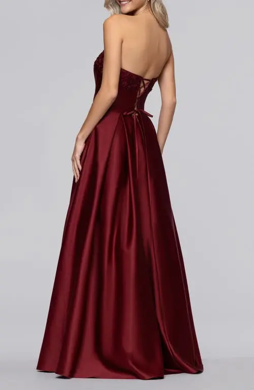 BLONDIE NITES Satin Corset Strapless Gown