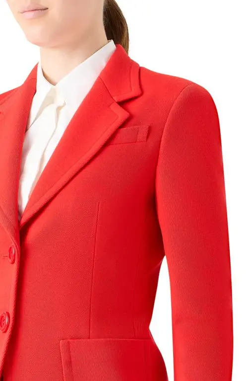 Akris Wool Gabardine Blazer - Bright Red