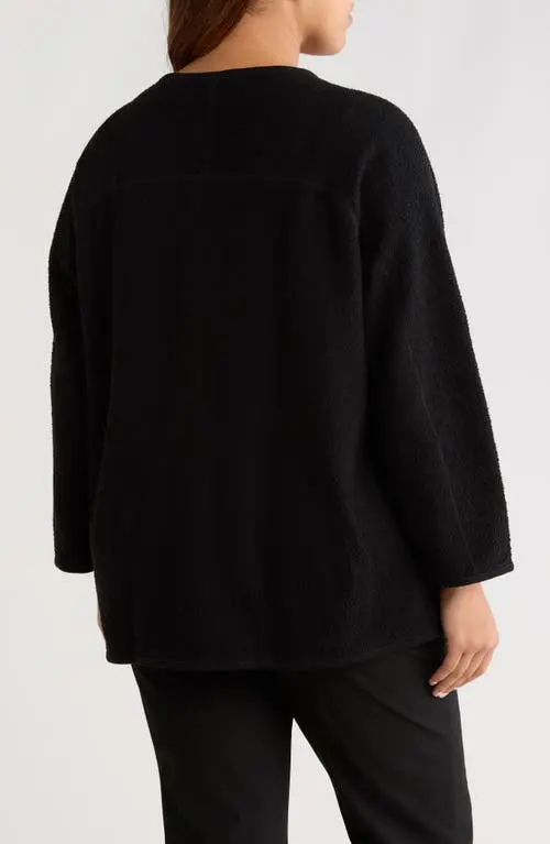 Eileen Fisher V-neck Snap Front Bouclé Jacket