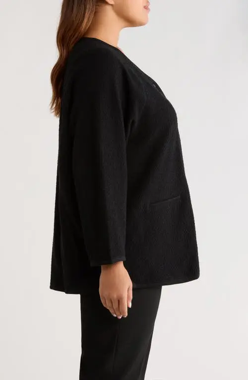 Eileen Fisher V-neck Snap Front Bouclé Jacket