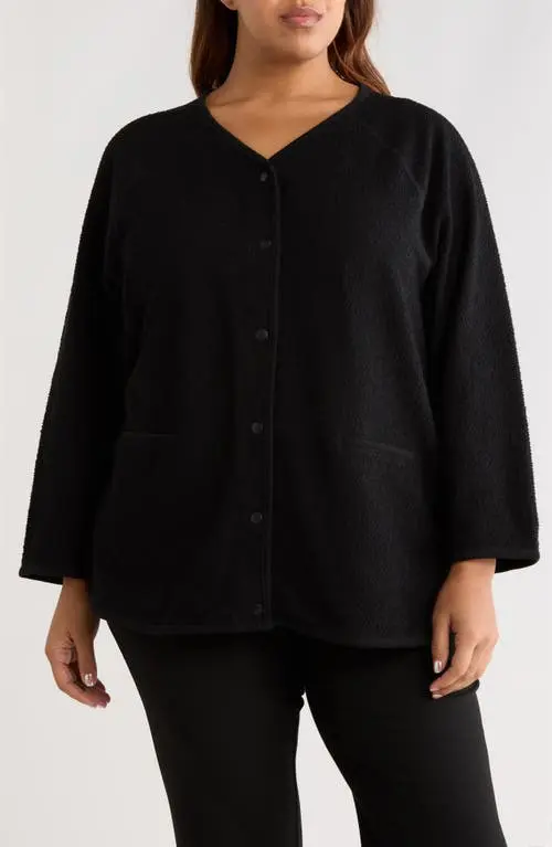 Eileen Fisher V-neck Snap Front Bouclé Jacket