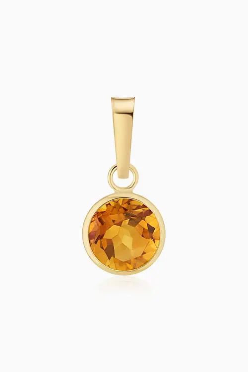 ORADINA 14k Yellow Gold Round Pendant With Topaz - White Gold/ Citrine
