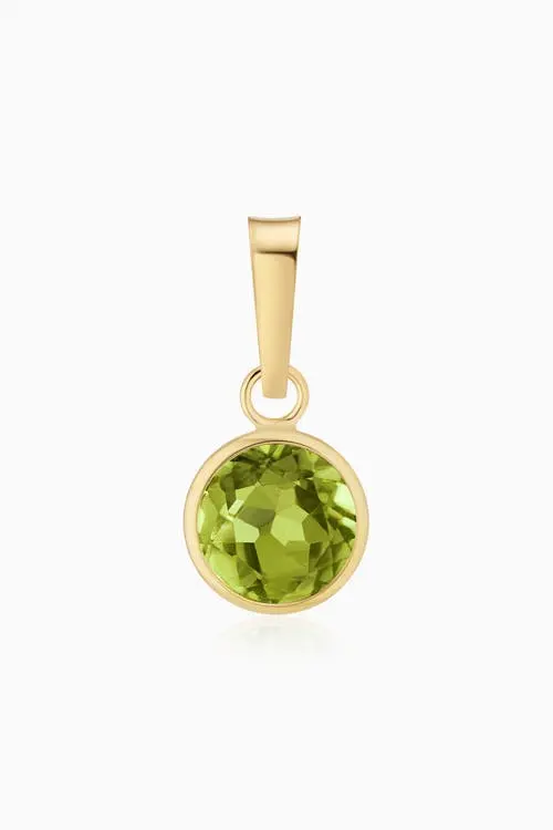 ORADINA 14k Yellow Gold Round Pendant With Topaz - White Gold/ Peridot