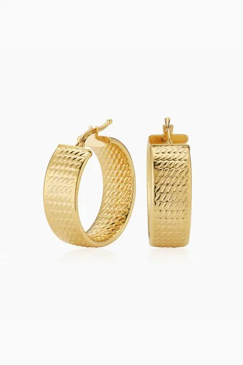 ORADINA 18k Moto Bold Hoop Earrings - Yellow Gold