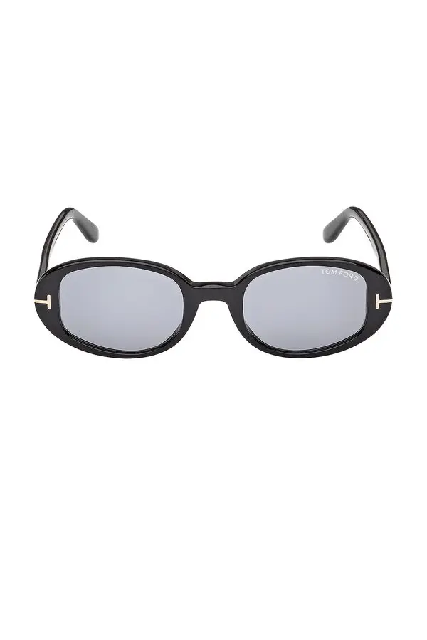 TOM FORD Oval Sunglasses - Shiny Black & Smoke