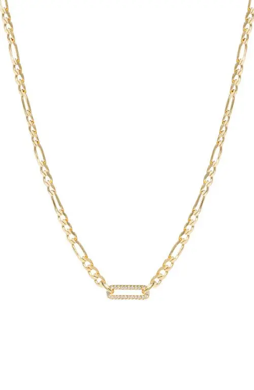 ATHRA LUXE Pavé Figaro Chain Necklace - Gold