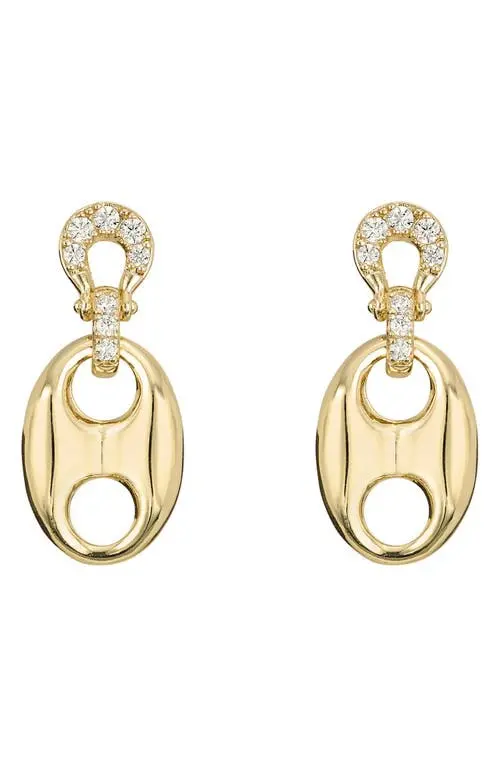 ATHRA LUXE Pavé Horsebit Drop Earrings - Gold