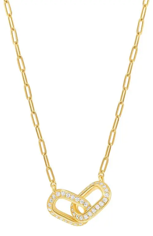 ATHRA LUXE Pavé Interlock Necklace - Gold