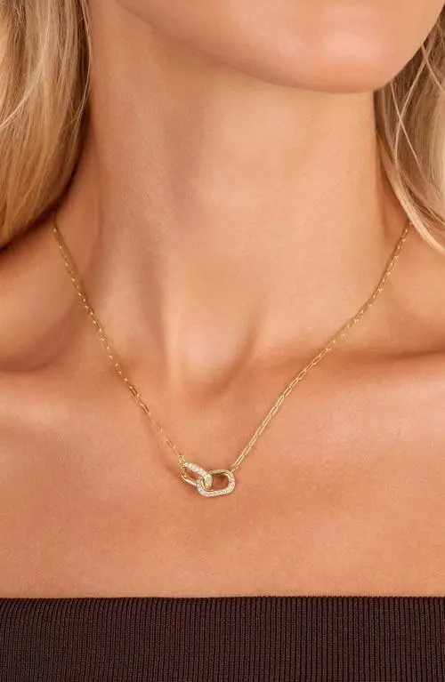 ATHRA LUXE Pavé Interlock Necklace - Gold