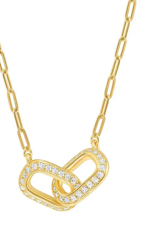 ATHRA LUXE Pavé Interlock Necklace - Gold