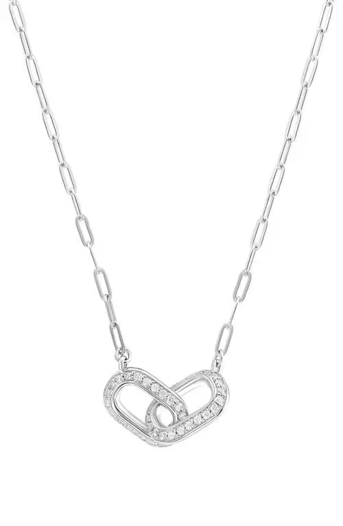 ATHRA LUXE Pavé Interlock Necklace - Silver