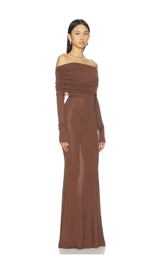 LPA Marren Maxi Knit Dress in Brown - size M