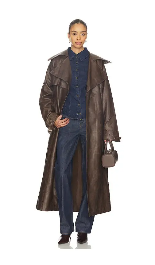 Superdown Astra Faux Leather Trench