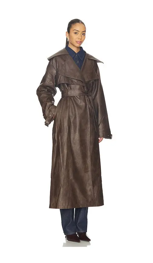 Superdown Astra Faux Leather Trench