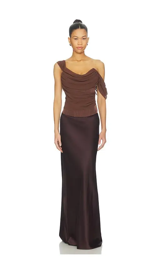 Lpa Adara Corset Top One Shoulder - Brown