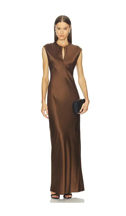Veronica Beard Brown Silk Blend Maxi Dress - Walnut