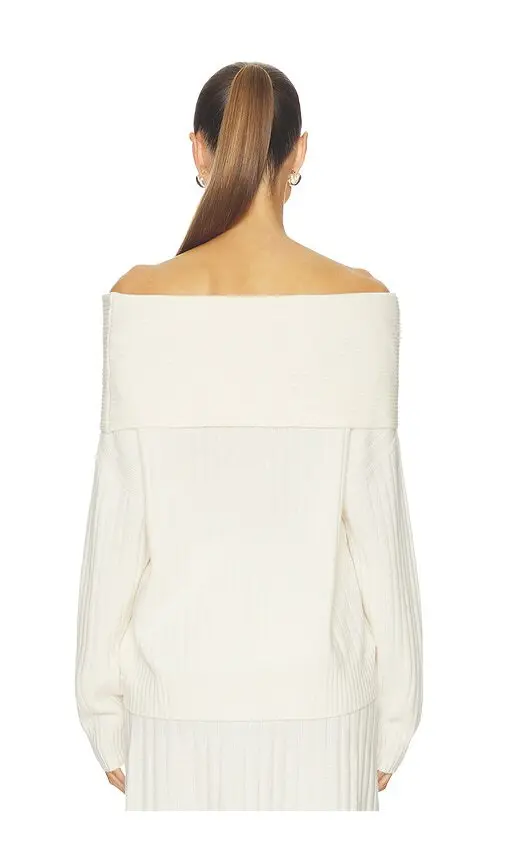 Naadam Premium Cashmino Ribbed Draped Off-shoulder Top