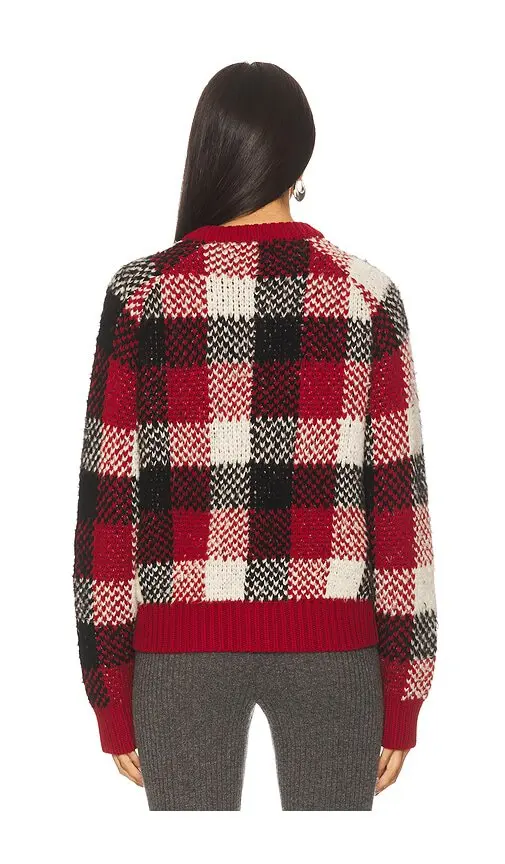 Guest In Residence Buffalo Plaid Wool And Cashmere Blend Cardigan - Ruby Combo