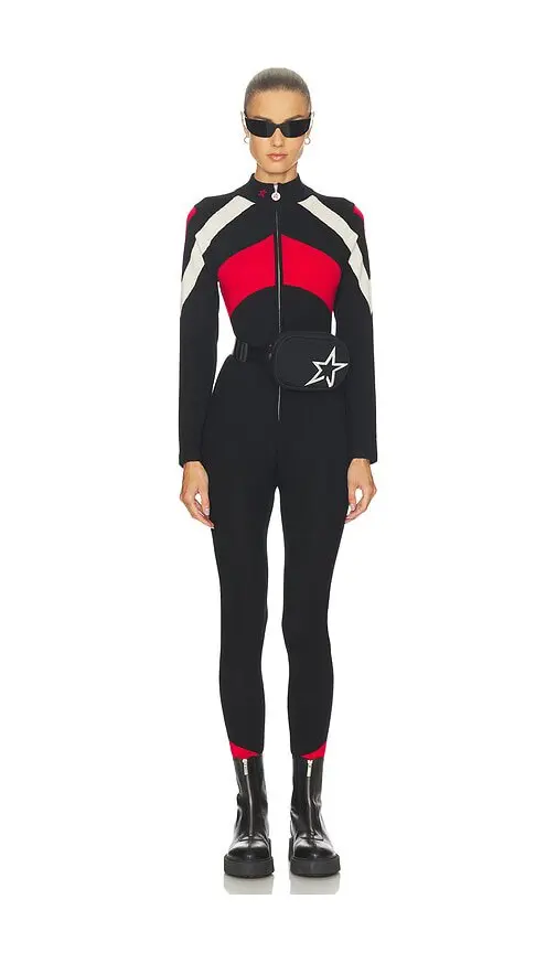 Perfect Moment Tignes Jumpsuit - Black  White  & Red