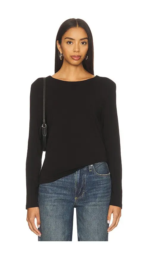 BOBI Long Sleeve Open Cowl Back Top