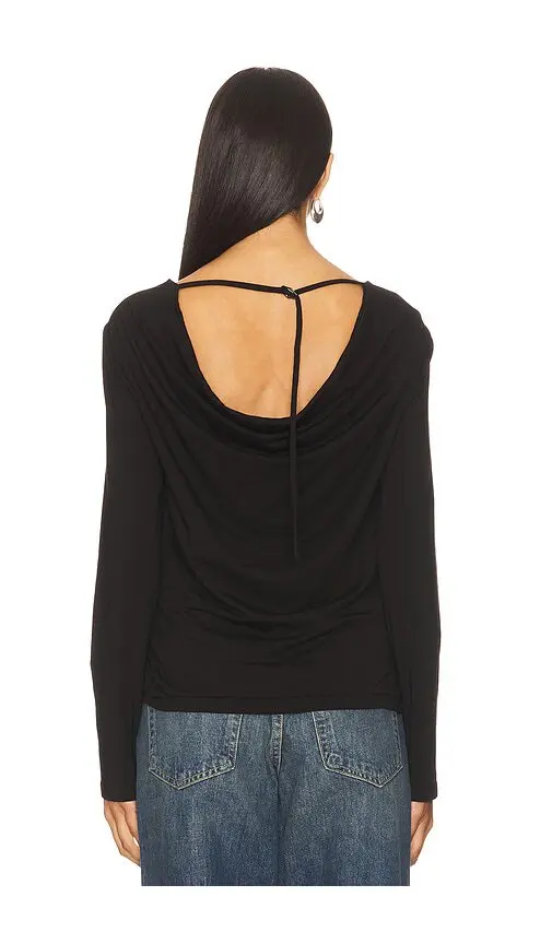 BOBI Long Sleeve Open Cowl Back Top