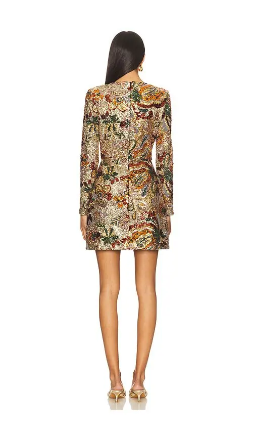 knee length dresses for ladies Embellished A-Line Mini Dress in Gold - 4 / Regular main image 1