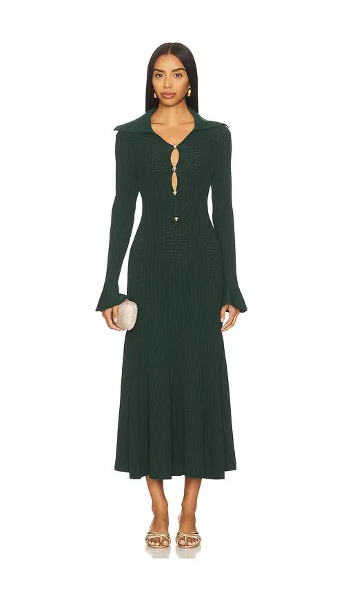 SELF-PORTRAIT Keyhole Knit Midi Dress