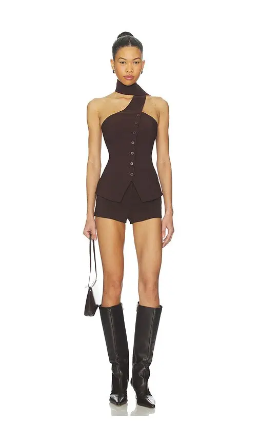 ALL THE WAYS Courtney Halter Neck Top - Brown