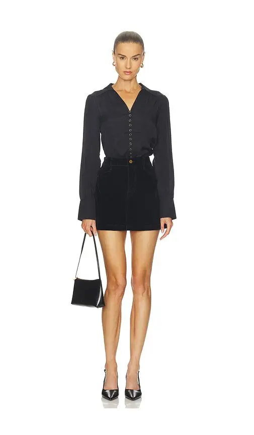 Paige Camu Shirt In Lightweight Jersey - Black