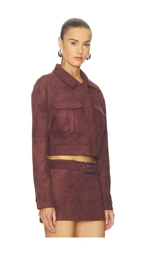 NAKEDVICE The Vince Faux Suede Cropped Jacket - Plum