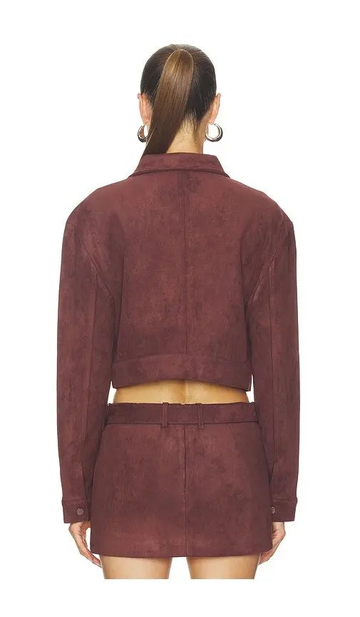 NAKEDVICE The Vince Faux Suede Cropped Jacket - Plum