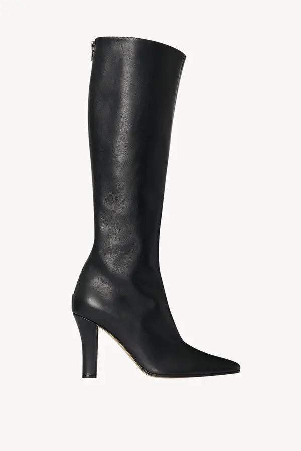 THE ROW Mona Leather Knee Boot - Black