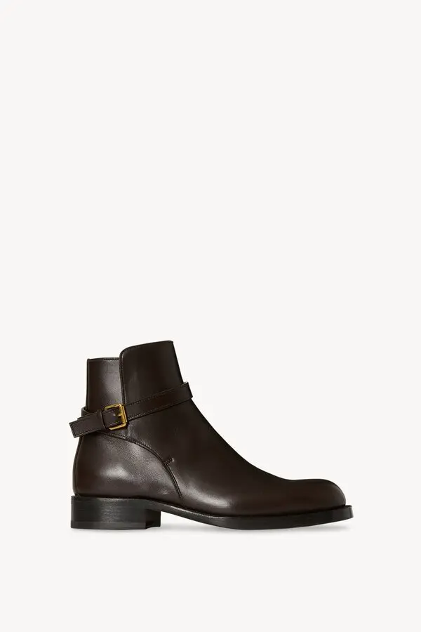THE ROW Nobilis Buckle Leather Boots - Lacquer Brown