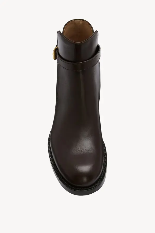 THE ROW Nobilis Buckle Leather Boots - Lacquer Brown
