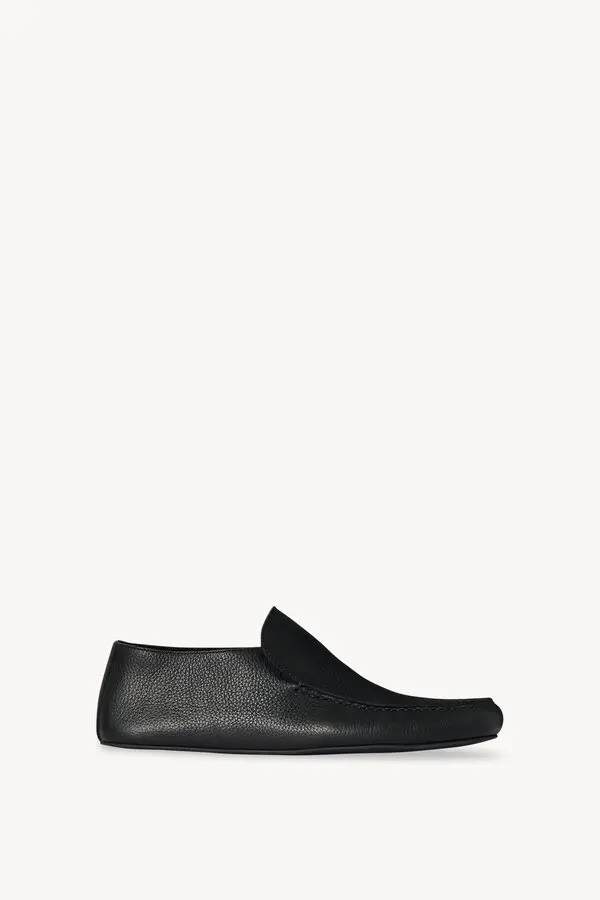 THE ROW Leo Loafer In Leather And Shearling - Black
