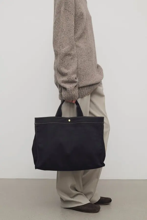 THE ROW Sisal Shopper In Cotton - Black
