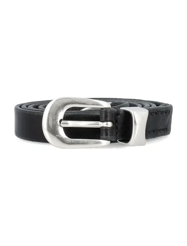 Our Legacy Leather Belt With Metal Buckle - Black