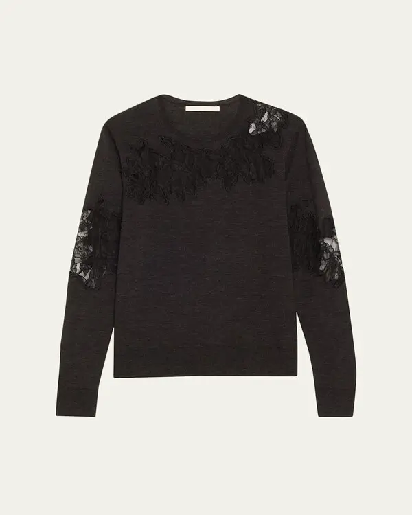 JASON WU Lace-inset Merino Wool Sweater
